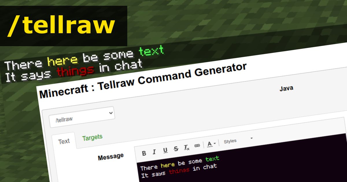 Tellraw Command Generator : Minecraft : Gamer Geeks Tellraw Command Generator : Minecraft : Gamer Geeks